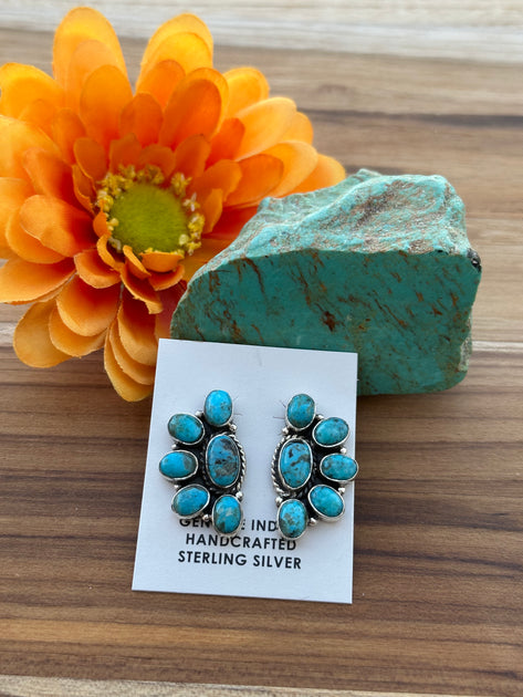 Kingman Turquoise Half Cluster Studs – Turquoise Texas
