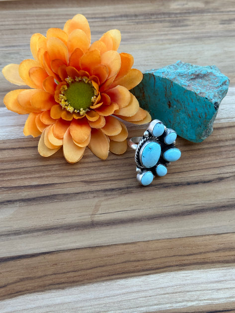 Golden Hill Half Cluster Ring – Turquoise Texas