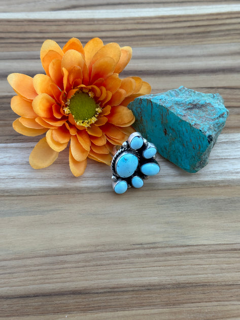 Golden Hill Half Cluster Ring – Turquoise Texas