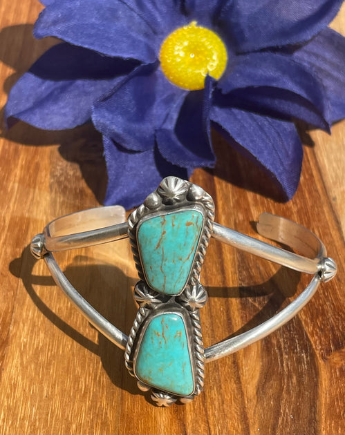 2 Stone #8 Turquoise Rectangle Bracelet – Turquoise Texas