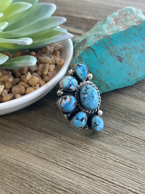 Golden Hills Half Cluster Ring – Turquoise Texas