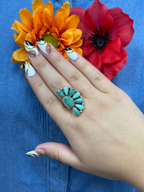 Turquoise Multi-Color Half Cluster Ring – Turquoise Texas