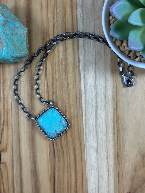 #8 Turquoise Square Necklace – Turquoise Texas